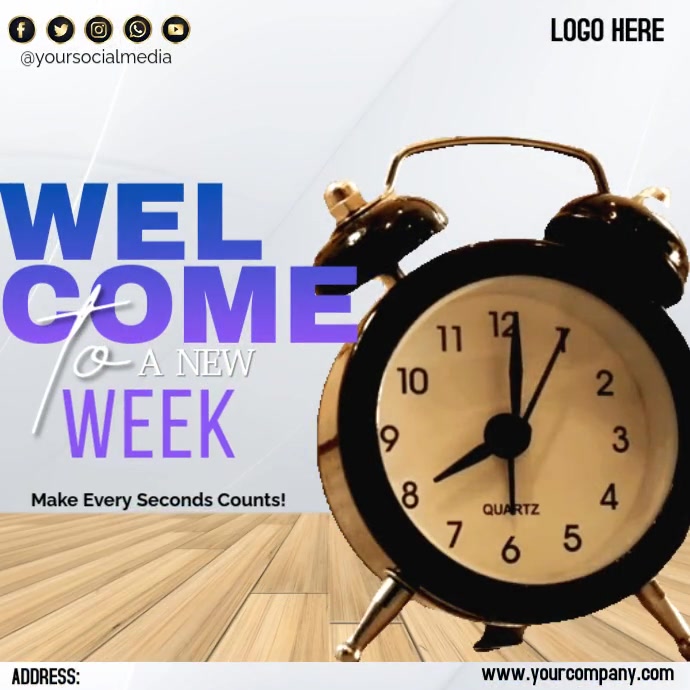 Copy of White Modern & Minimal Happy New Week Clock Video Instagram ...