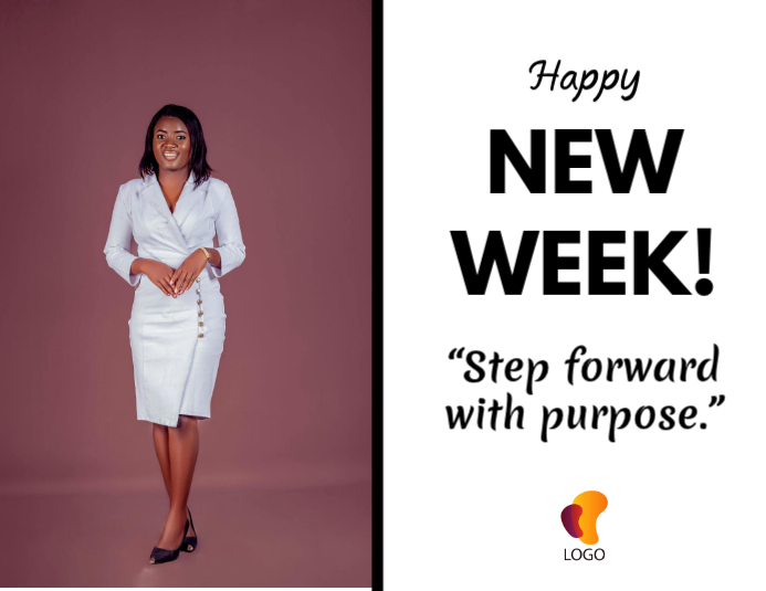 White Modern & Minimal Happy New Week Monday New Month Quote Company ...