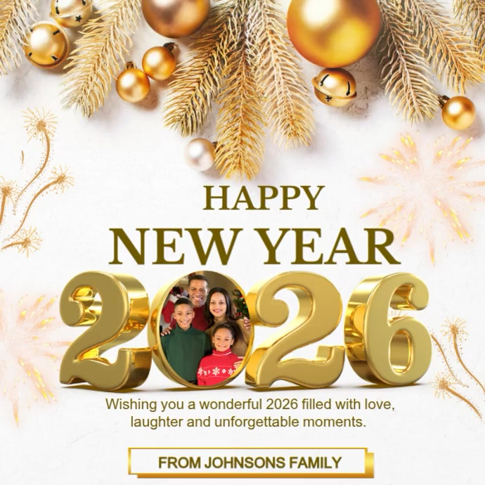 White Modern & Minimal Happy New Year 2026 Instagram Post Template ...