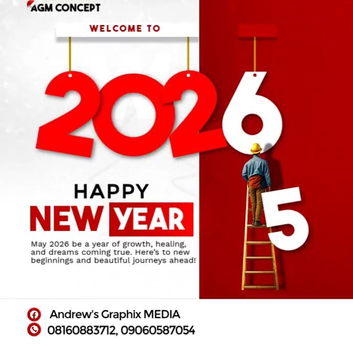 White Modern & Minimal Happy New Year 2026 Template Instagram Post ...