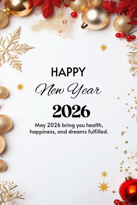 White Modern & Minimal Happy New Year Poster Template | PosterMyWall