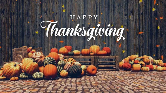 White Modern & Minimal Happy Thanksgiving Digital Display (16:9 ...