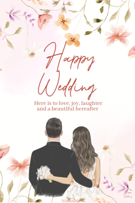 White Modern & Minimal Happy Wedding Cards Poster Template | PosterMyWall