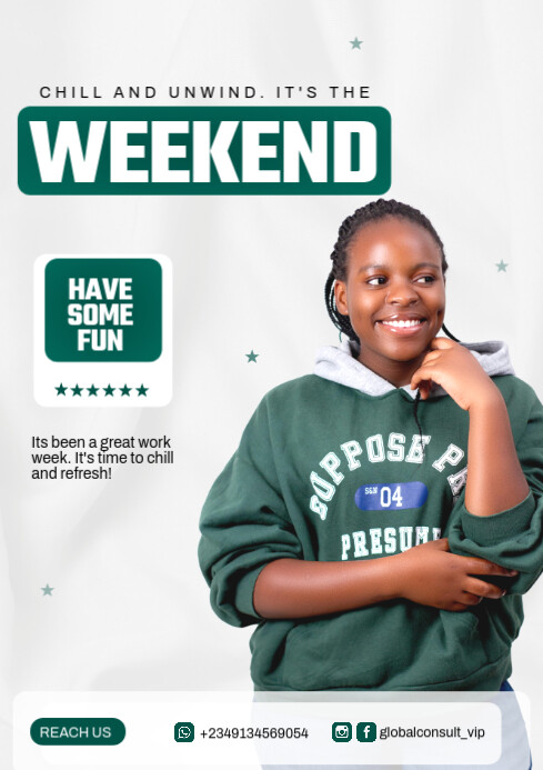 Copy of White Modern & Minimal Happy Weekend Design A4 | PosterMyWall