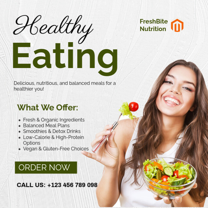 Copy of White Modern & Minimal Healthy Eating Poster Template | Fresh ...
