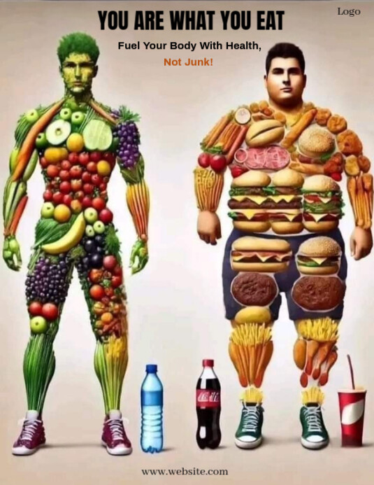 White Modern & Minimal Healthy Vs Unhealthy Living Flyer (us Letter ...
