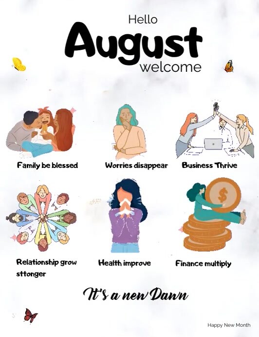 Copy of White Modern & Minimal Hello August Flyer (us | PosterMyWall