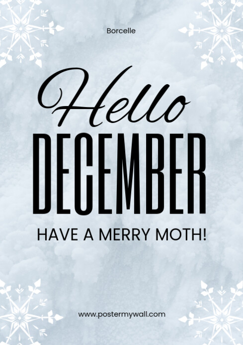 Modèle White Modern & Minimal Hello December A4 | PosterMyWall