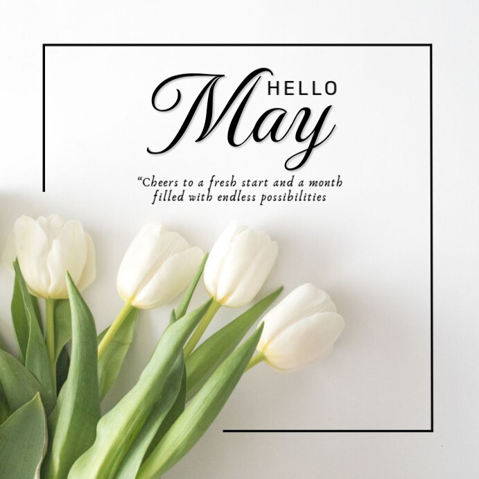 White Modern & Minimal Hello May Instagram Post 2025 Template ...