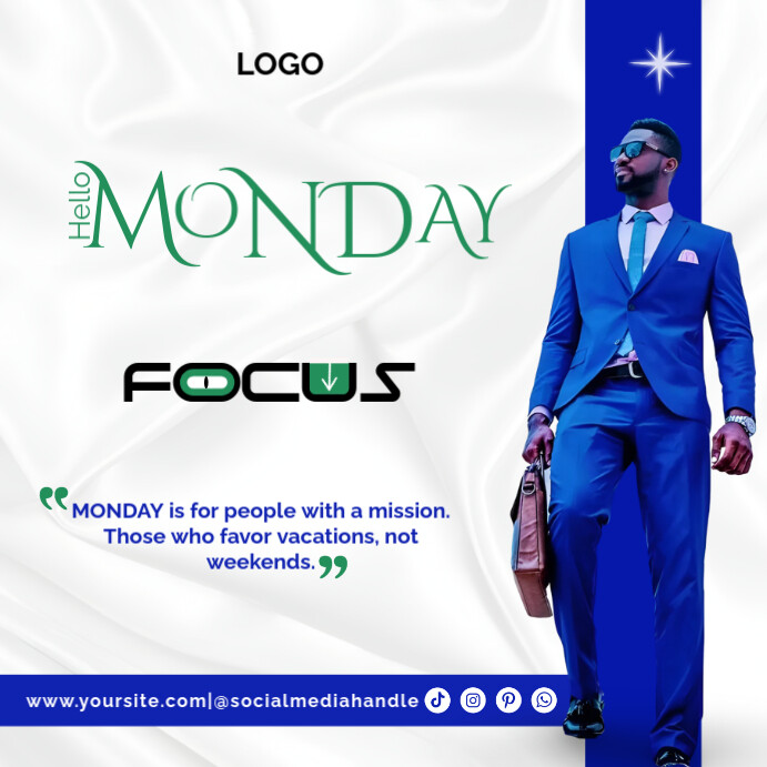 Copy of White Modern & Minimal Hello Monday Bussiness Ad Inspirational ...