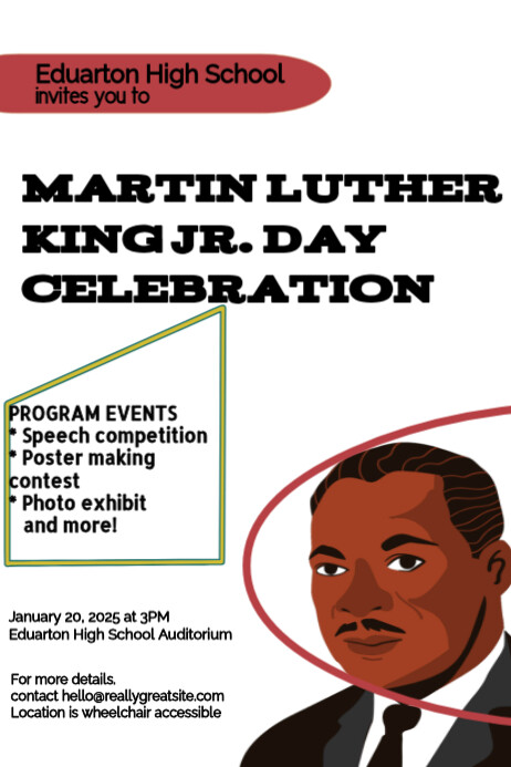 White Modern & Minimal High School Poster Martin Luther King Jr ...