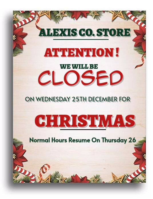 White Modern & Minimal Holiday Hours Template Flyer (us Letter ...