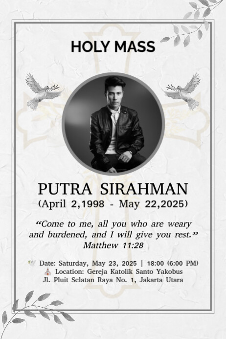 White Modern & Minimal Holy Mass Poster Poster Template | PosterMyWall