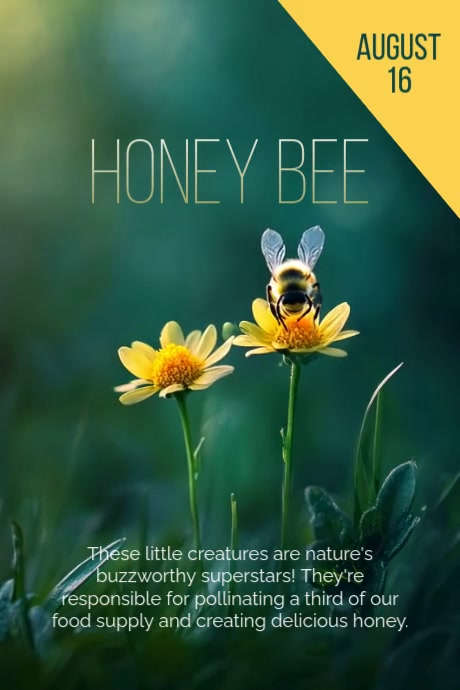 White Modern & Minimal Honey Bee Poster Template | PosterMyWall