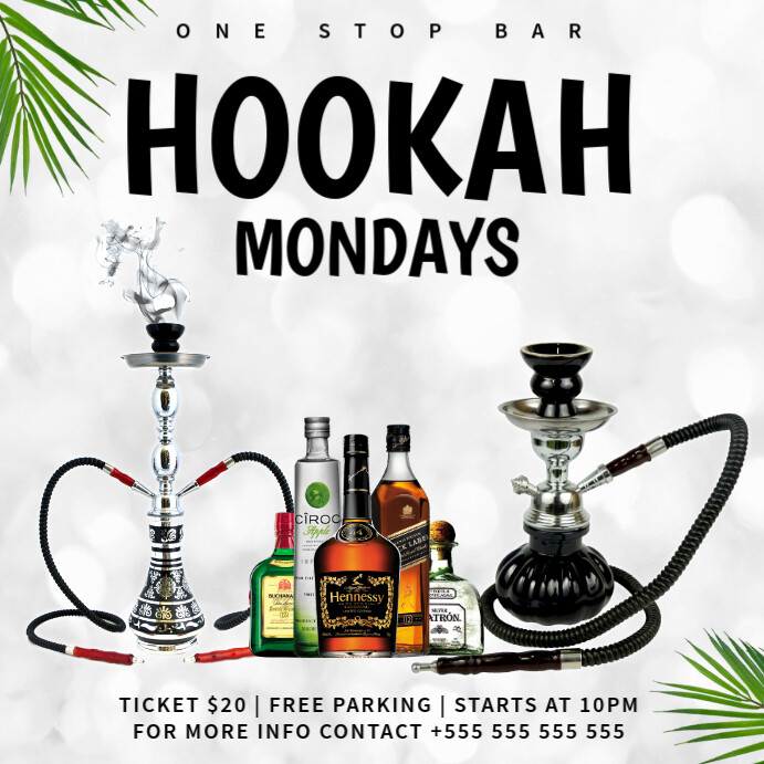 White Modern & Minimal Hookah Lounge Instagram Post Template | PosterMyWall