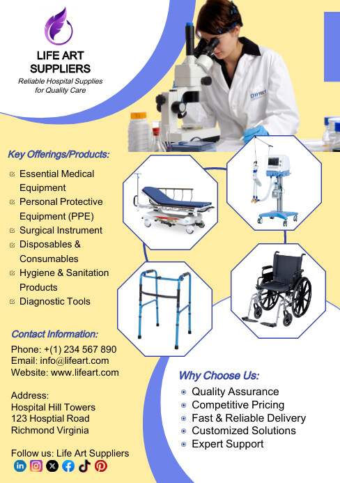 White Modern & Minimal Hospital Supply Produc Template | PosterMyWall