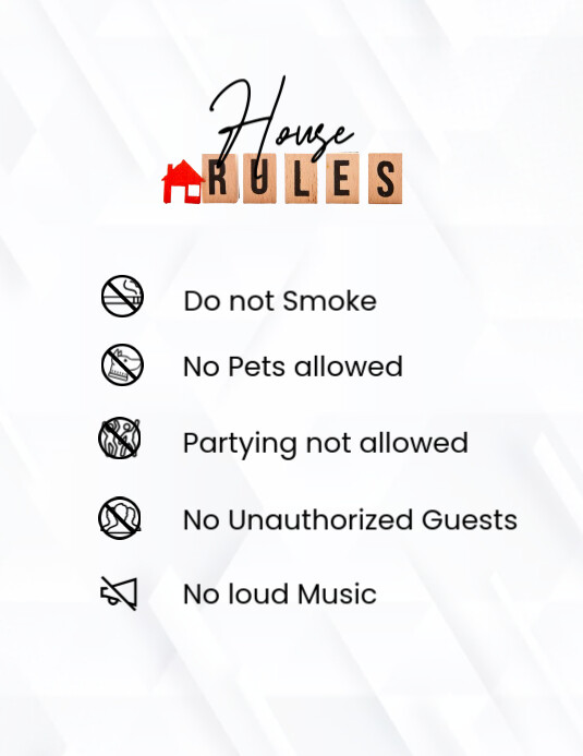 Copy of White Modern & Minimal House Rules Flyer (us Letter) | PosterMyWall