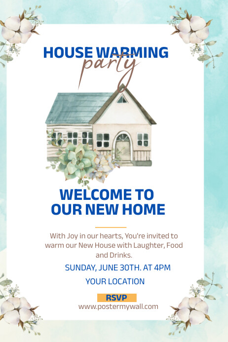 White Modern & Minimal House Warming Poster Template | PosterMyWall