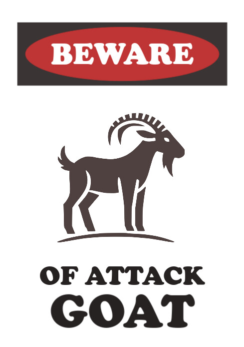 Copy of White Modern & Minimal illustrative Beware Of Attack Goat A4 ...
