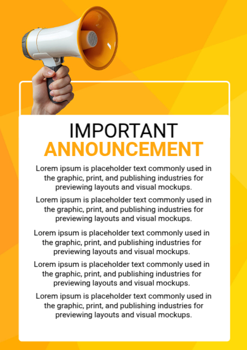 White Modern & Minimal Important Announcement Poster Template ...