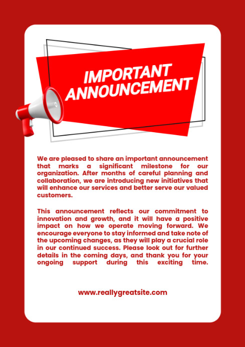 Copy of White Modern & Minimal Important Announcement A2 | PosterMyWall
