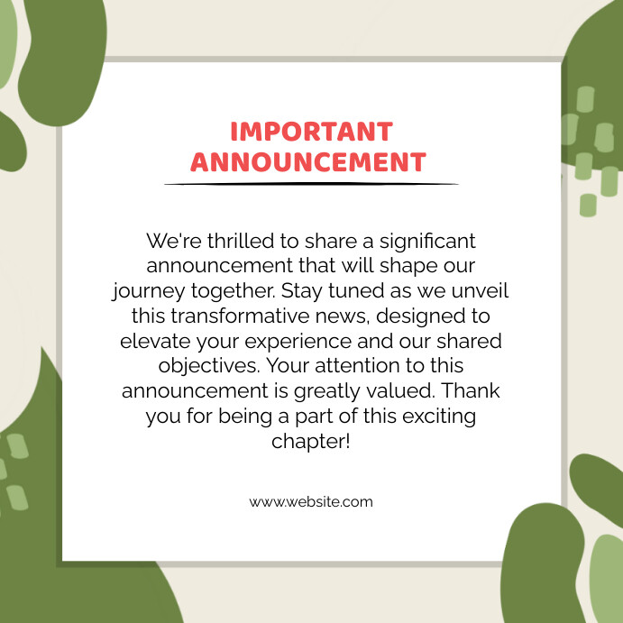 White Modern & Minimal Important Announcement Template | PosterMyWall