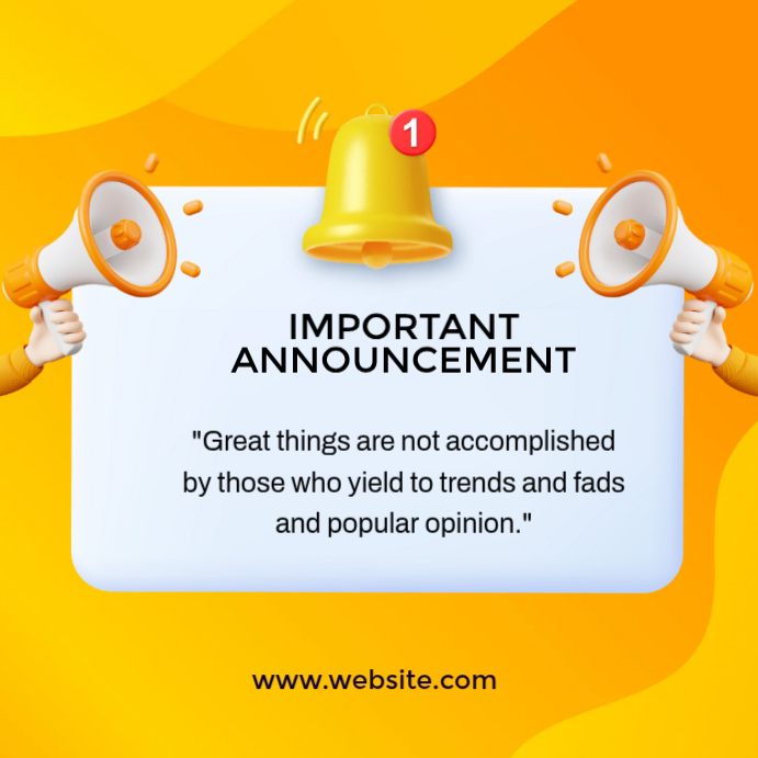 White Modern & Minimal Important Announcement Instagram Post Template ...