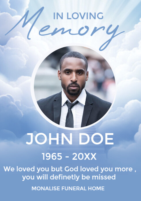 White Modern & Minimal In Loving Memory Flyer A3 Template | PosterMyWall