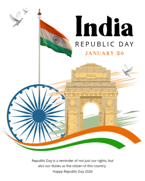 White Modern & Minimal India Republic Day Wish Poster Flyer Template ...