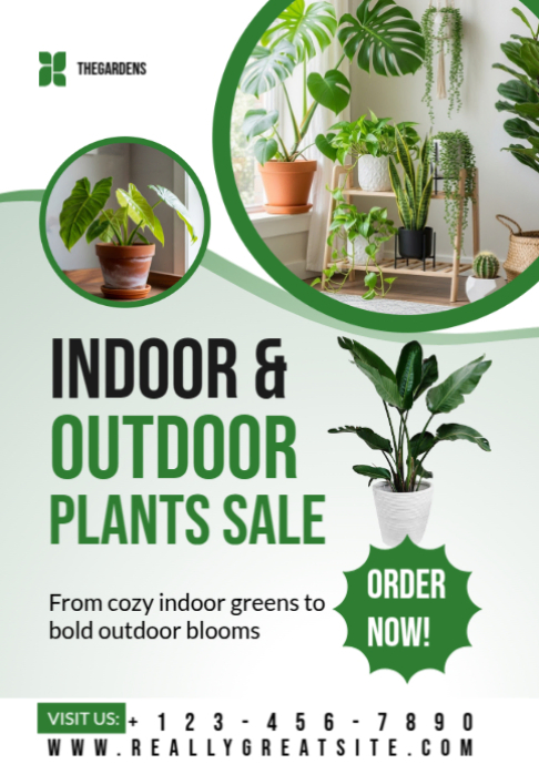 White Modern & Minimal Indoor & Outdoor Plants Sale A2 Template ...
