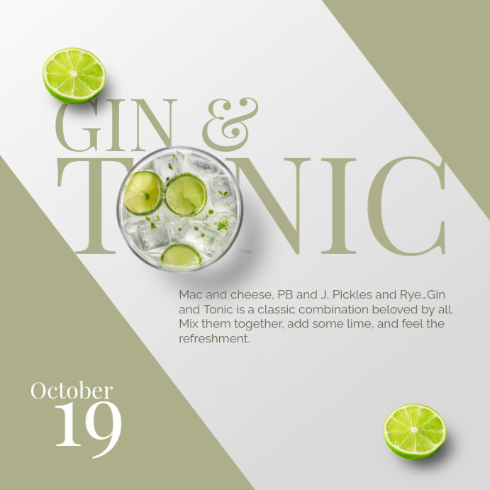Plantilla de White Modern & Minimal International Gin And Tonic Day ...