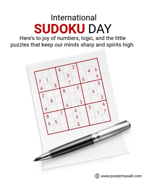 Copy of White Modern & Minimal International Sudoku Day Poster Template ...