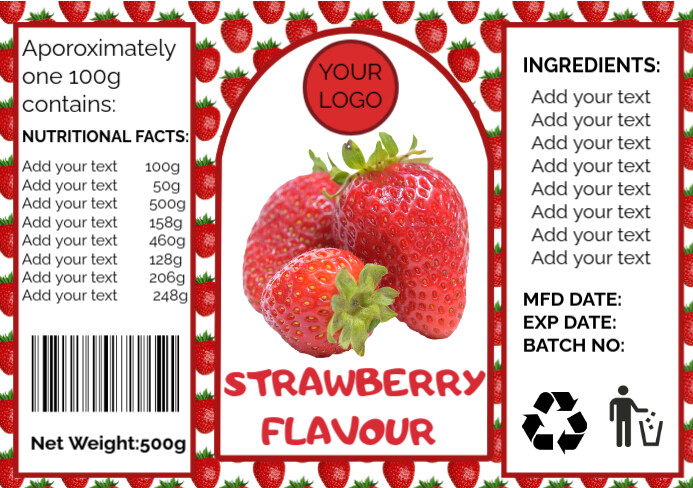 White Modern & Minimal Jam Bottle Label Design A5 Template | PosterMyWall