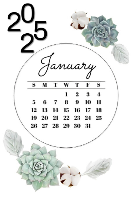White Modern & Minimal January 2025 Calendar Poster Template | PosterMyWall