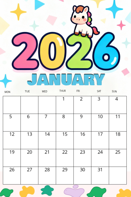 White Modern & Minimal January Calender 2026 Design Template Poster ...