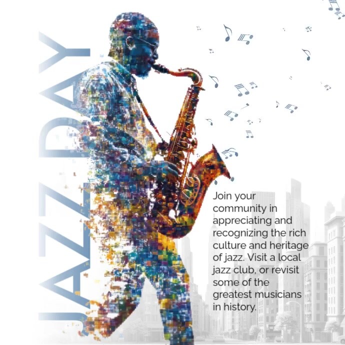 White Modern & Minimal Jazz Day Instagram Video Template | PosterMyWall