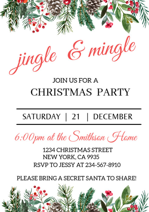 Copy of White Modern & Minimal Jingle And Mingle Christmas Party ...
