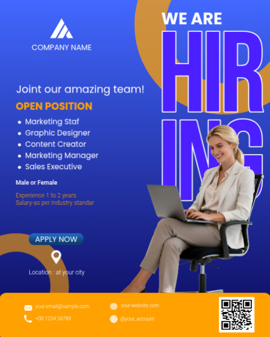 White Modern & Minimal Job Hiring Ads Instagram Portrait Template ...