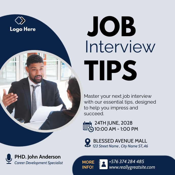 White Modern & Minimal Job Interview Tips Ins Template | PosterMyWall