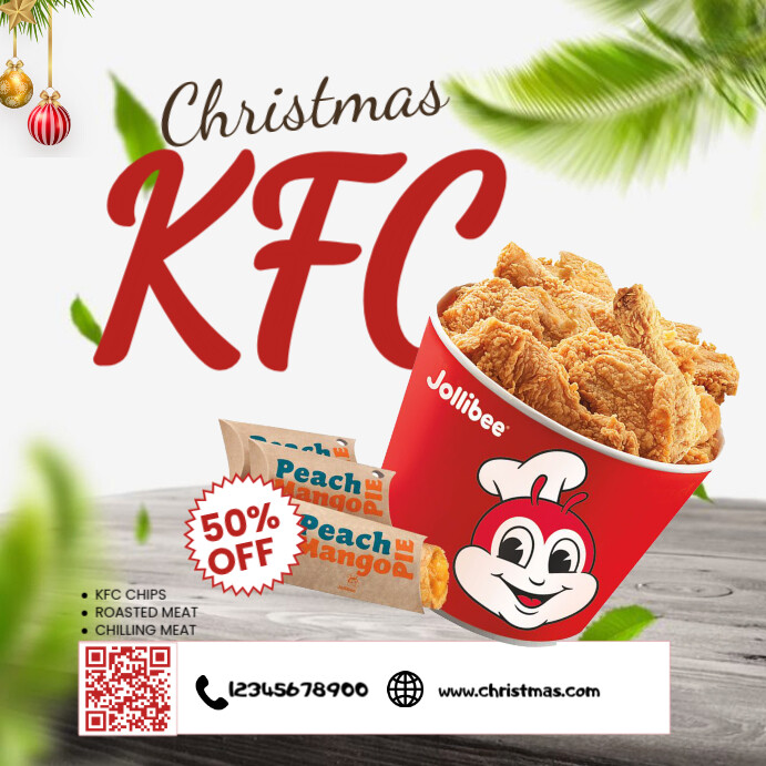 White Modern & Minimal Kfc Christmas Instagram Post Template | PosterMyWall