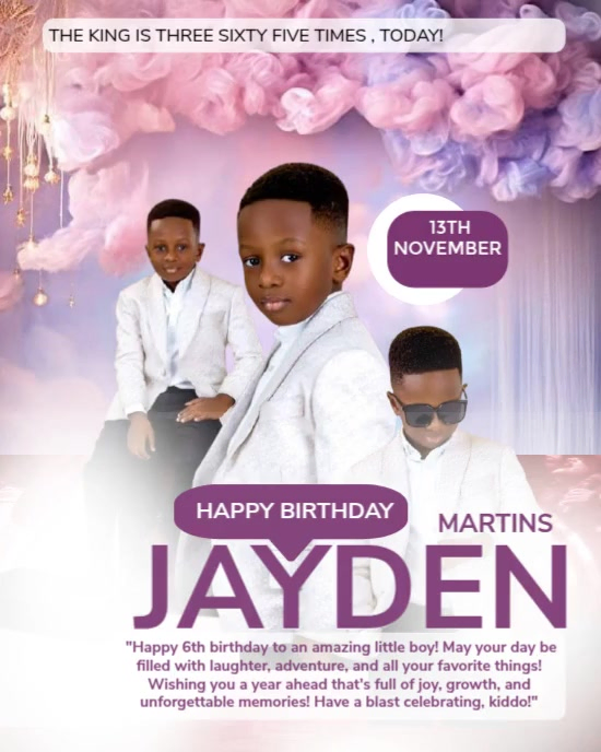 White Modern & Minimal Kids Birthday Design Instagram Portrait Template ...