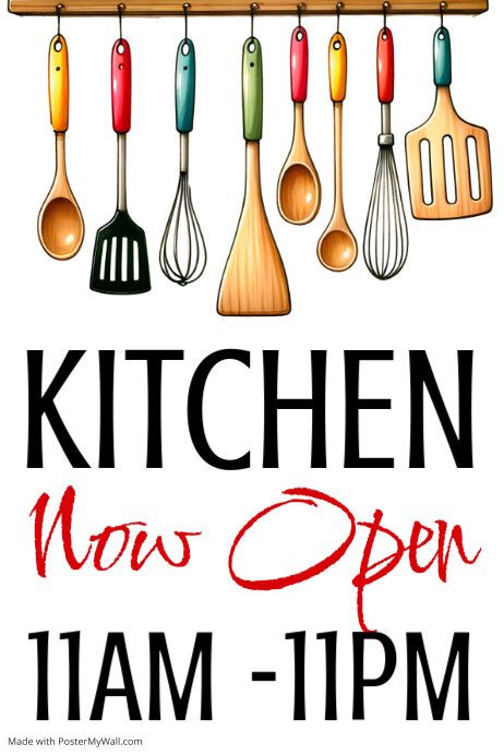 Copy of White Modern & Minimal Kitchen Now Open Restaurant Poster ...