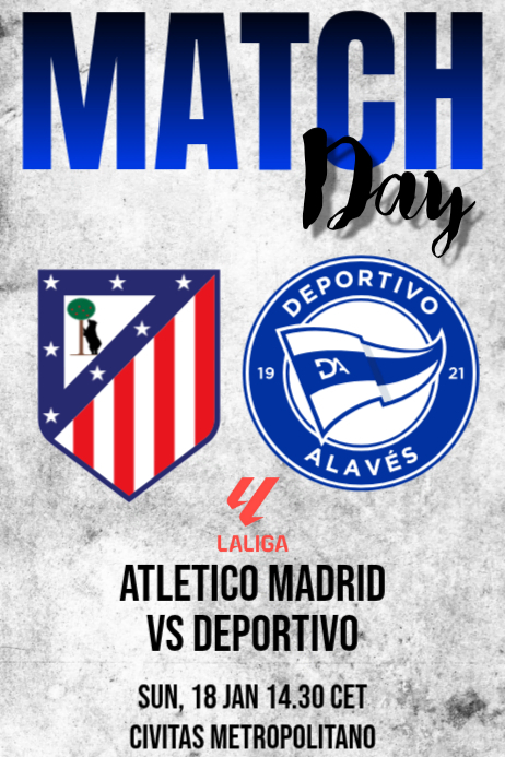 White Modern & Minimal La Liga Matchday Poster Template | PosterMyWall