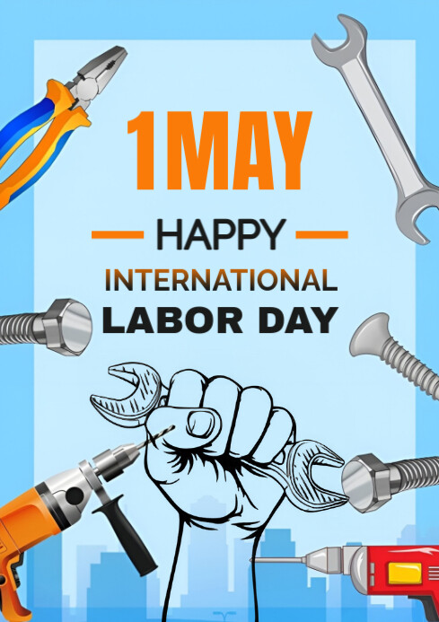 White Modern & Minimal Labor Day A4 Template | PosterMyWall