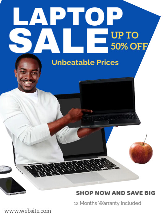 Copy of White Modern & Minimal Laptop Sale Graphics F | PosterMyWall