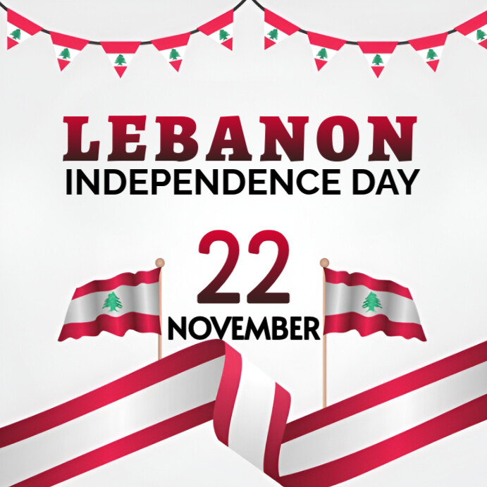 White Modern & Minimal Lebanon Independence Day Instagram Post Template ...
