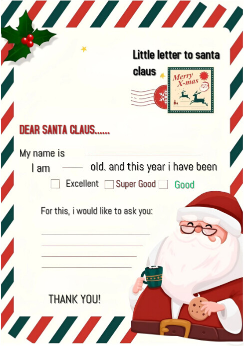 Copy of White Modern & Minimal Letter To Santa A4 | PosterMyWall