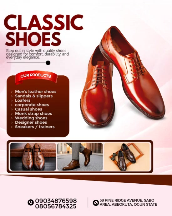 White Modern & Minimal Luxury Men's Shoes Shop Flyer Instagram Portrait ...