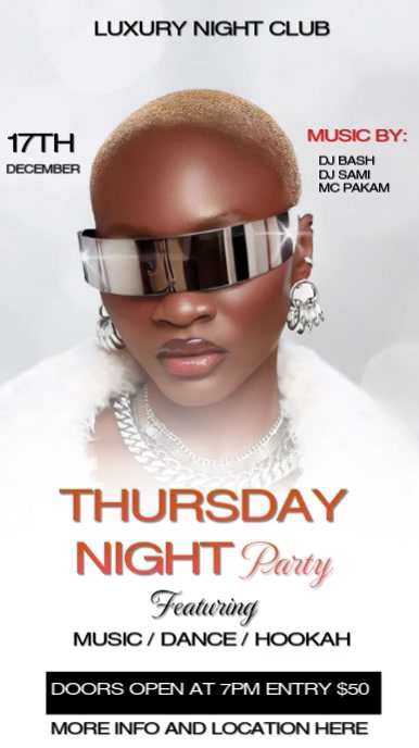 Copy of White Modern & Minimal Luxury Thursday Night Party Flyer | Club ...