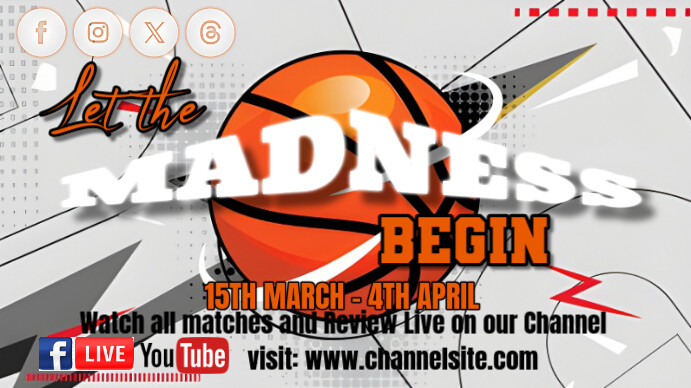 White Modern & Minimal March Madness Youtube Thumbnail Template ...